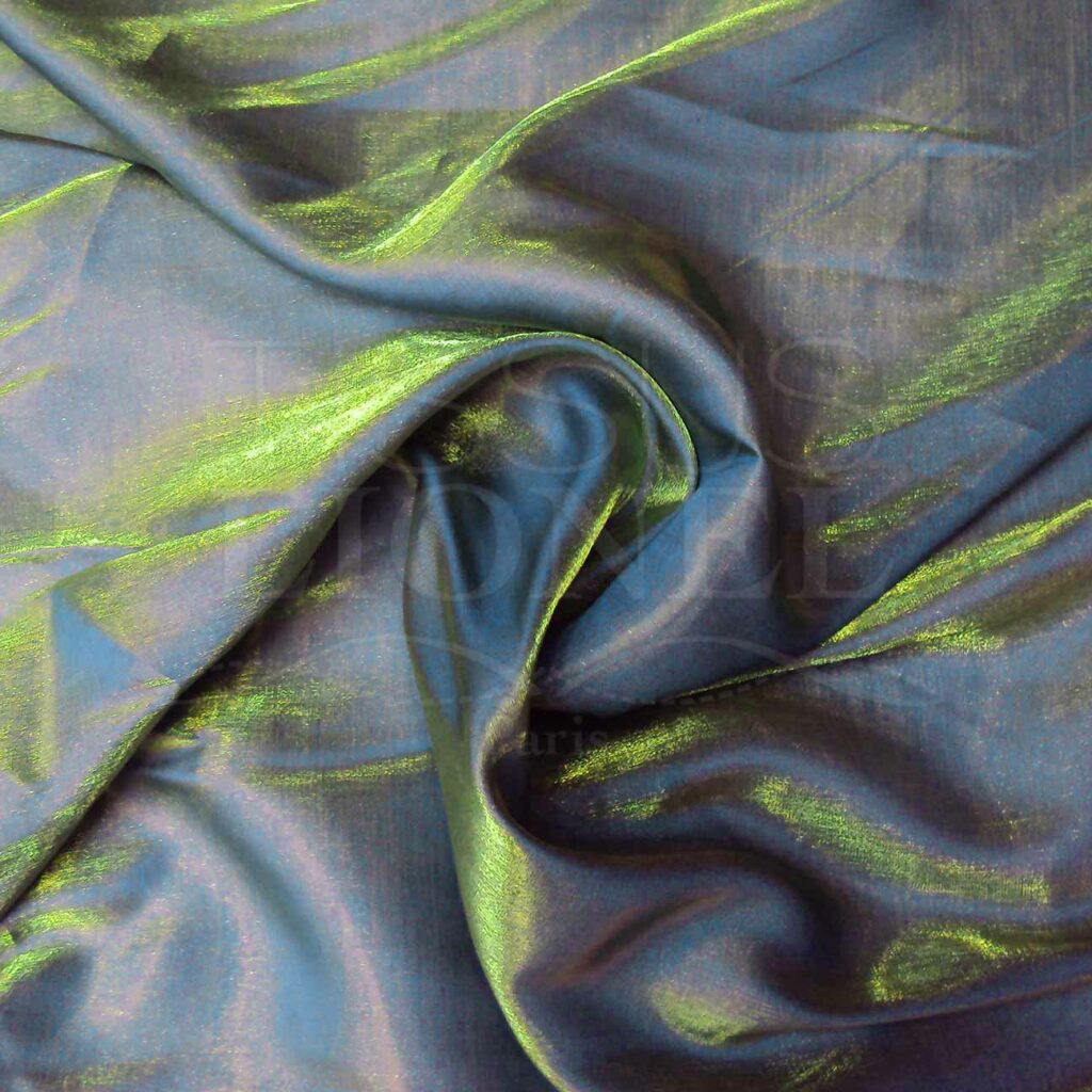 SATIN CHANGEANT BLEU VERT – Tissus Lionel