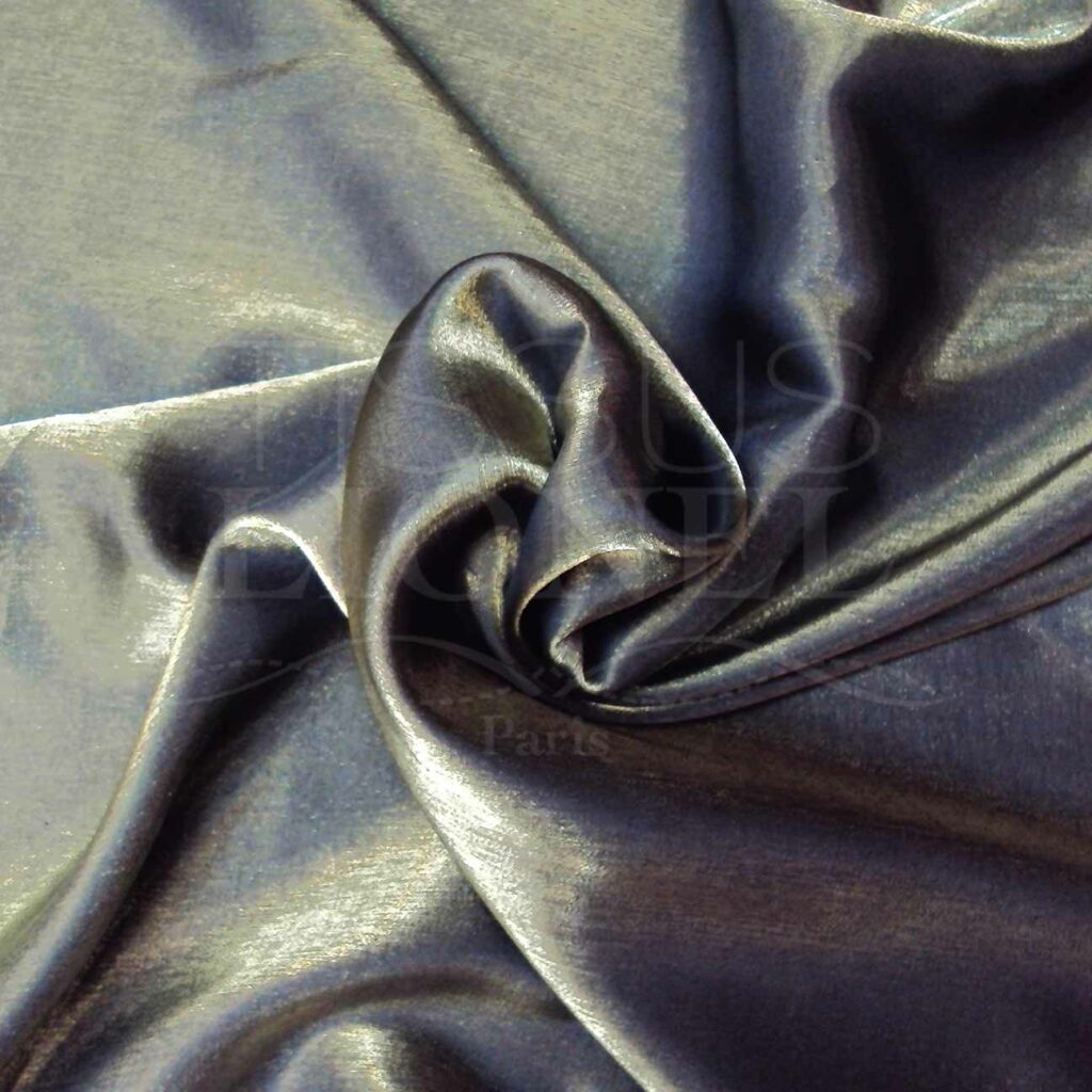 SATIN CHANGEANT KAKI NOIR – Tissus Lionel