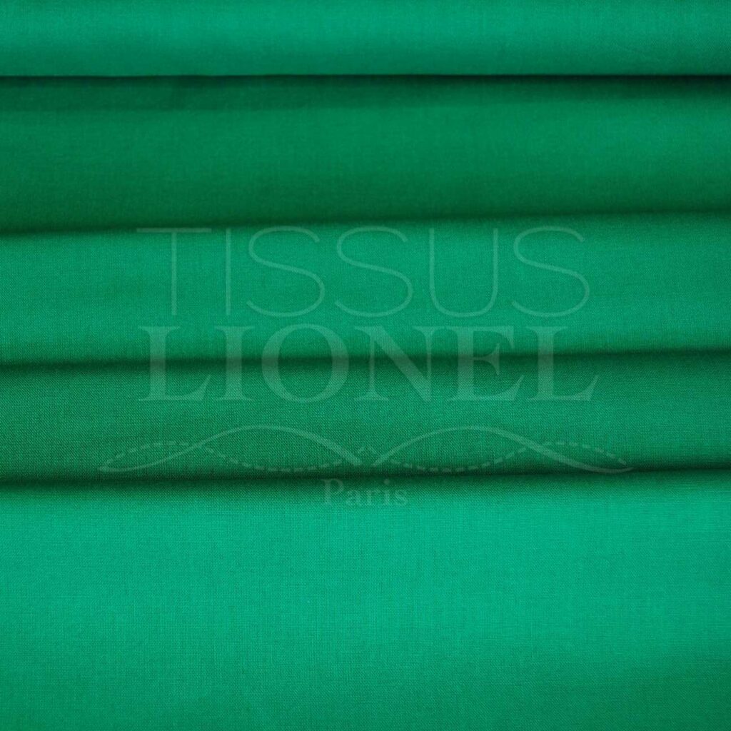 Coton uni vert vif ⎟Vente de Tissus au mètre