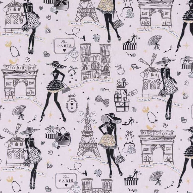 Tissu coton imprimé la parisienne rose - Vente de Tissus au mètre ...