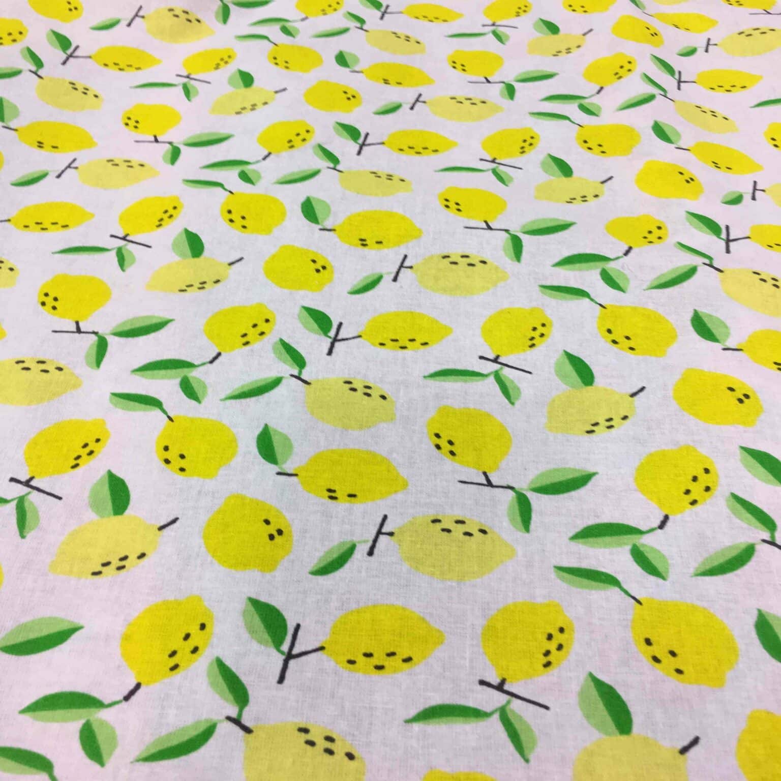 Tissu coton motif imprimé citron blanc – Tissus Lionel