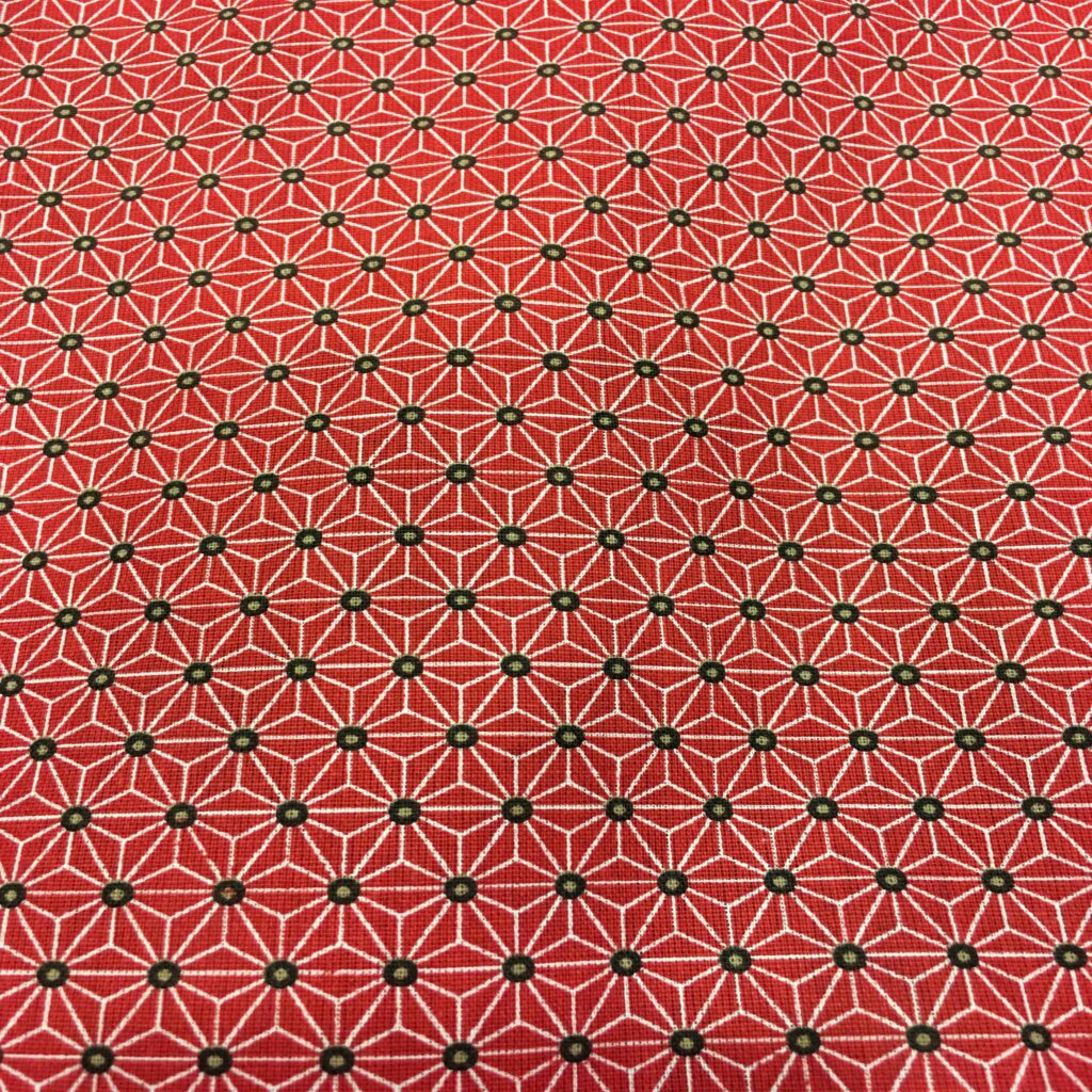 Tissu coton motif imprimé cube géométriques rouge – Tissus Lionel