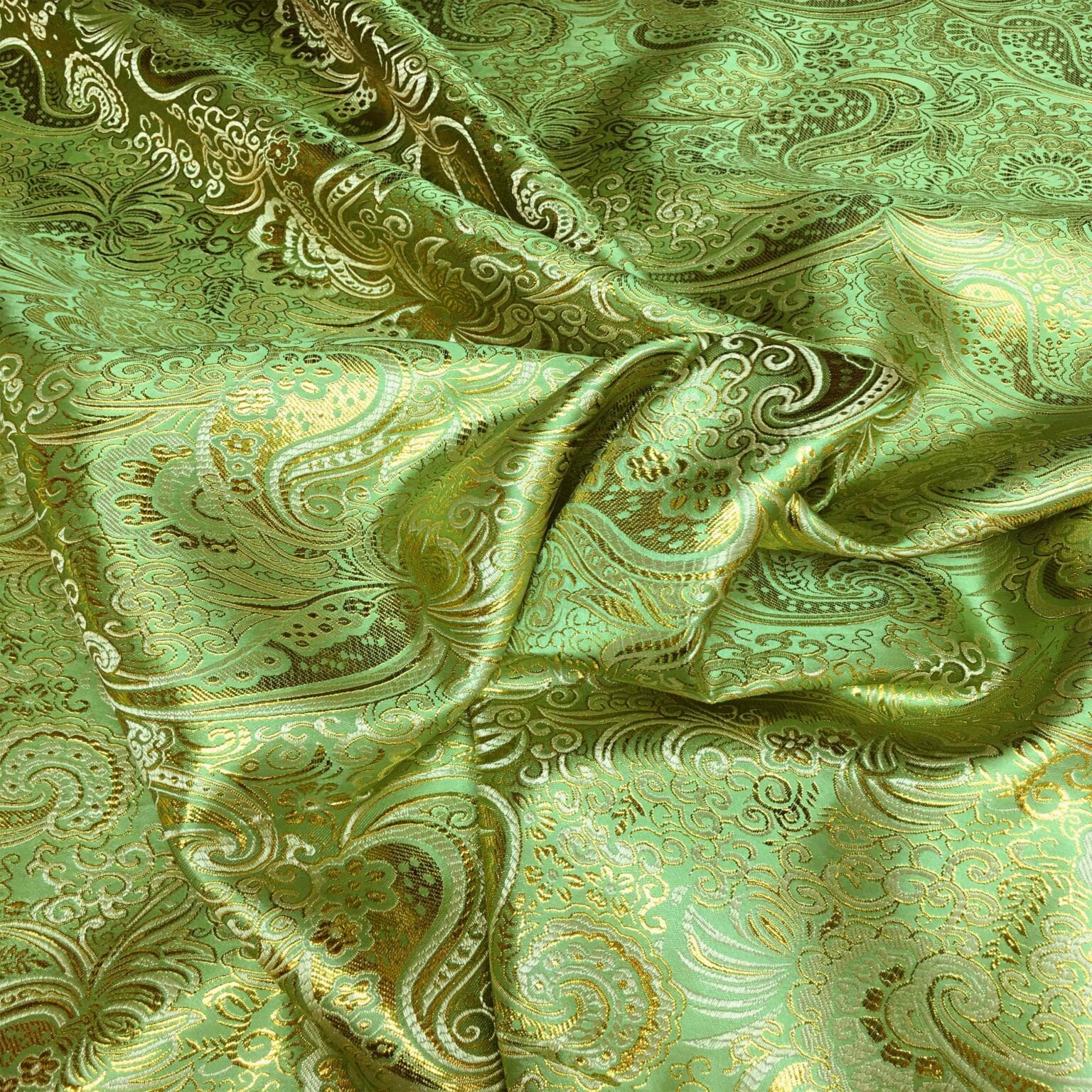 Tissu jacquard lurex anis or cachemire – Tissus Lionel