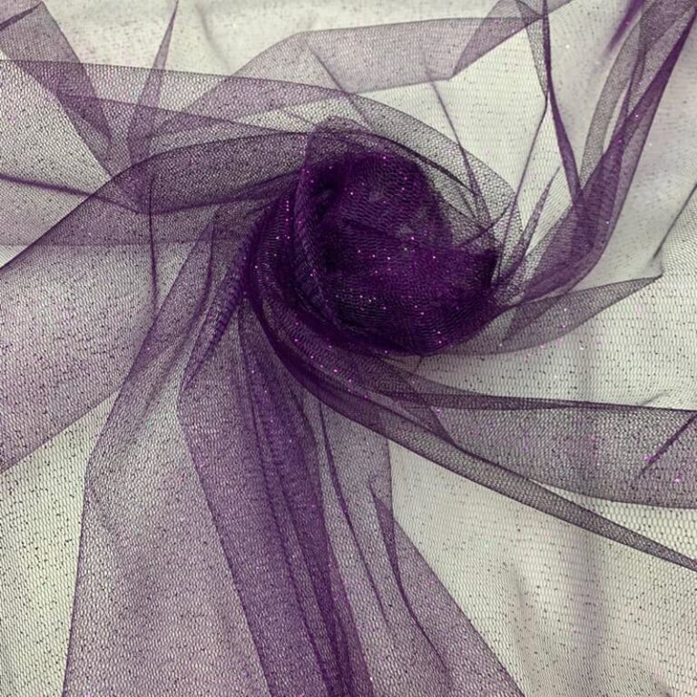 Tulle pailleté violet foncé – Tissus Lionel
