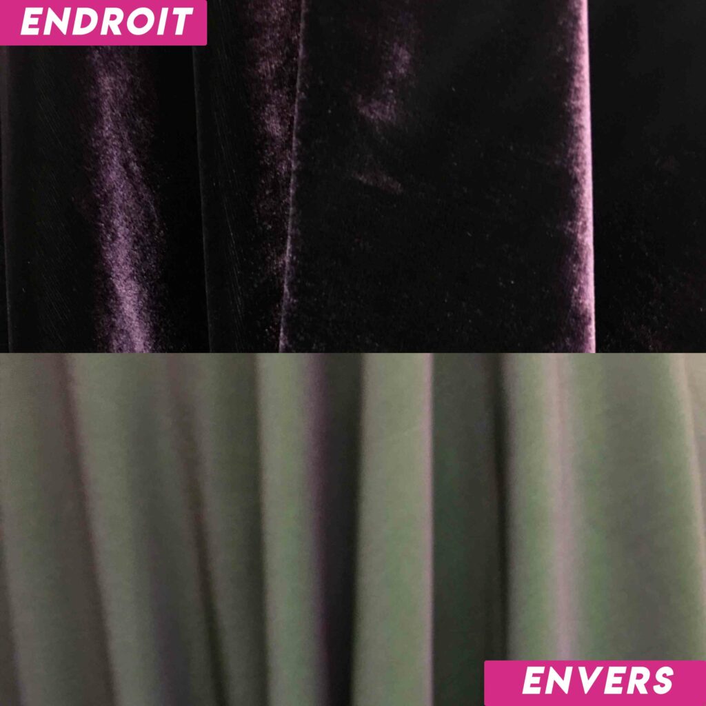 Velours de soie violet changeant vert – Tissus Lionel