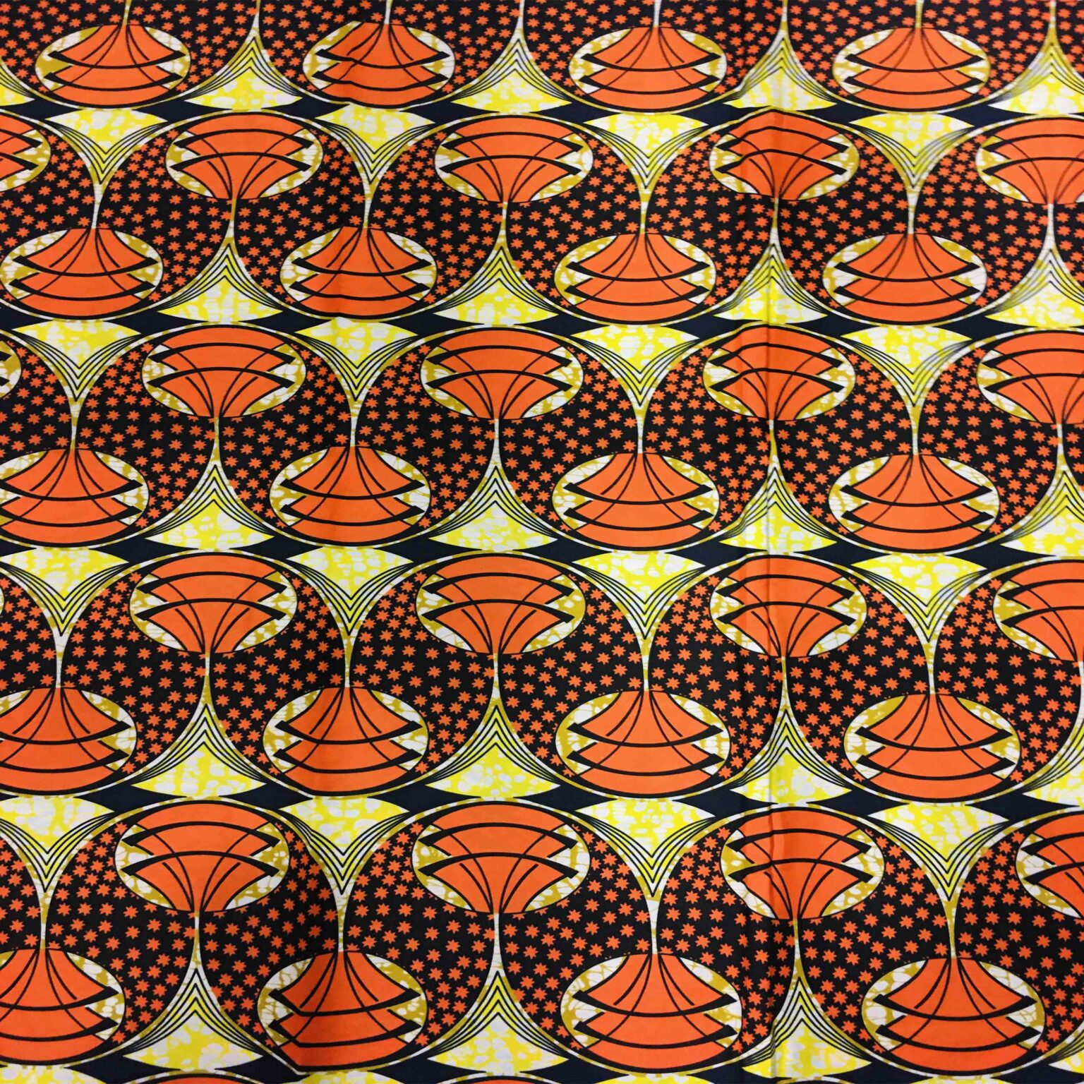Wax- Tissus africain circle orange vente au mètre - Tissus Lionel